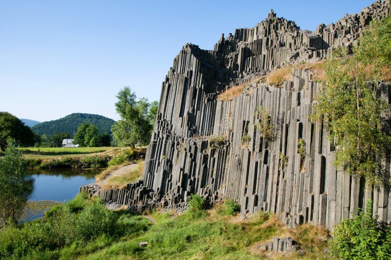 Basaltfelsen Panska Skala, Tschechische Republik Stockbild - Bild von ...