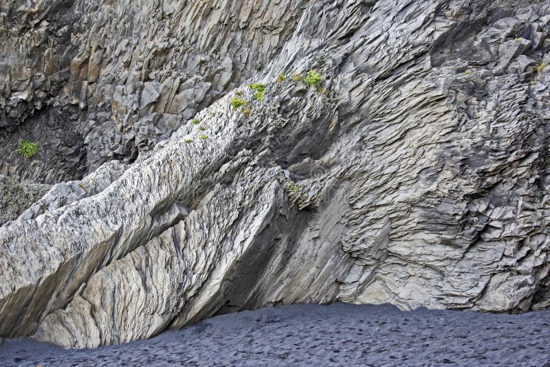 Basaltic Rock Structure on a Black Beach in Iceland Stock Photo - Image ...