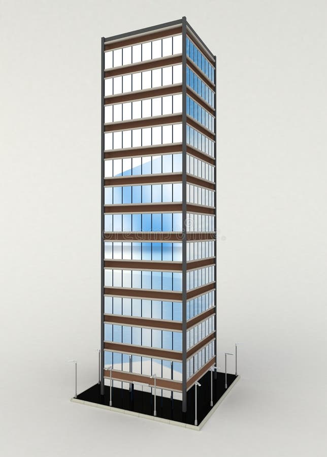 Modello Del Grattacielo 3d Con Il Flash Nel Centro Illustrazione di Stock - Illustrazione di ...