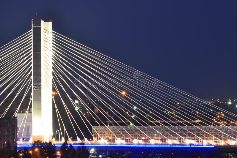 Night Traffic on Basarab Bridge, Bucharest Stock Image - Image of ...
