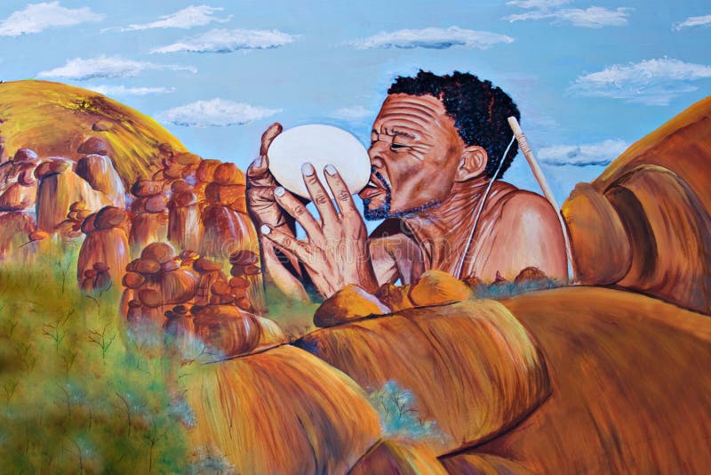 Basarwa van de Bosjesman stock foto. Image of struisvogel - 3544136