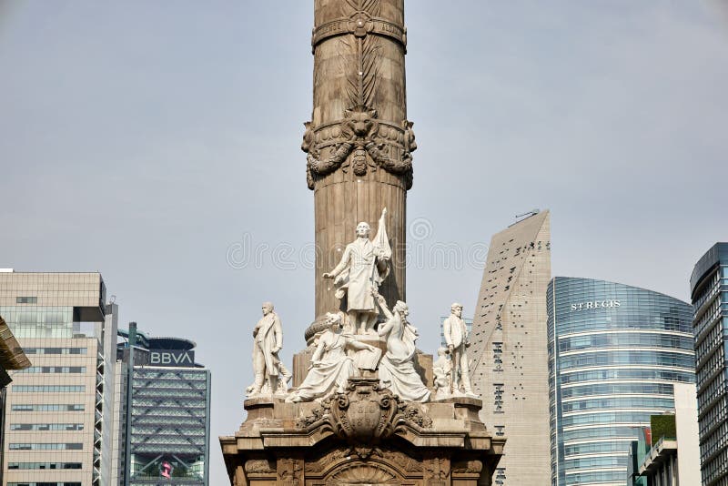 Base of the Angel of Independence Statue with Other Buildings in the ...