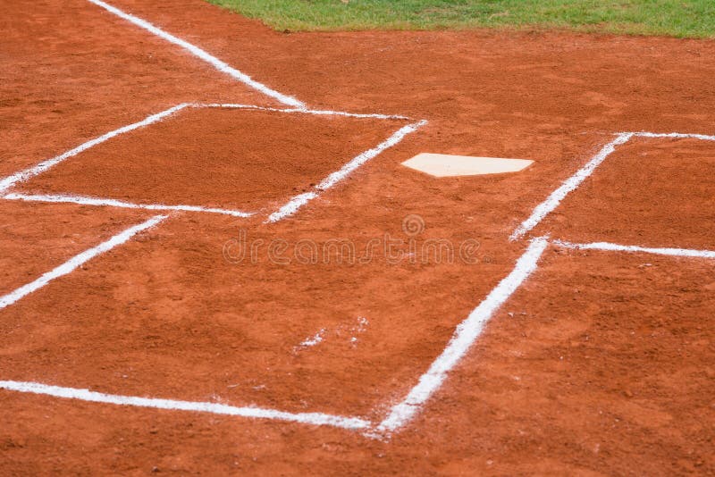 Baseball and Base on Baseball Field with Players Practising Stock Image ...
