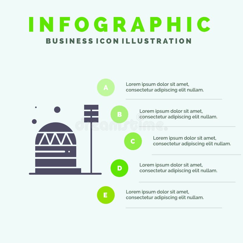 Base, Colony, Construction, Dome, Habitation Solid Icon Infographics 5 Steps Presentation ...
