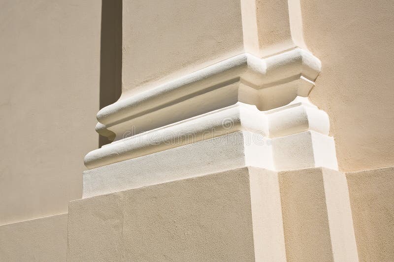 Base of Column with Colored Plaster Wall and Frame of a Classic Stock ...