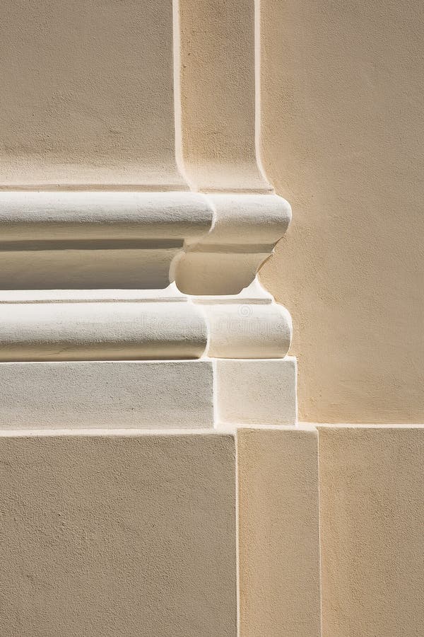 Base of Column with Colored Plaster Wall and Frame of a Classic Italian ...