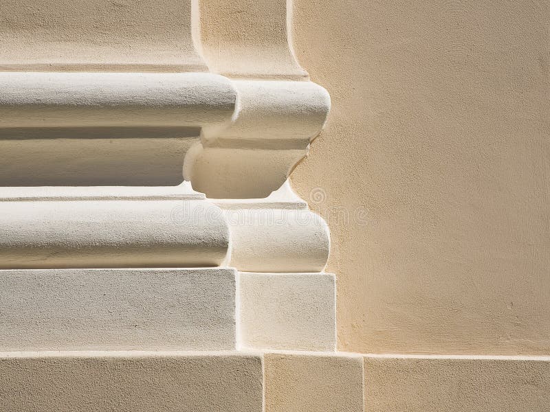 Base of Column with Colored Plaster Wall and Frame of a Classic Italian ...