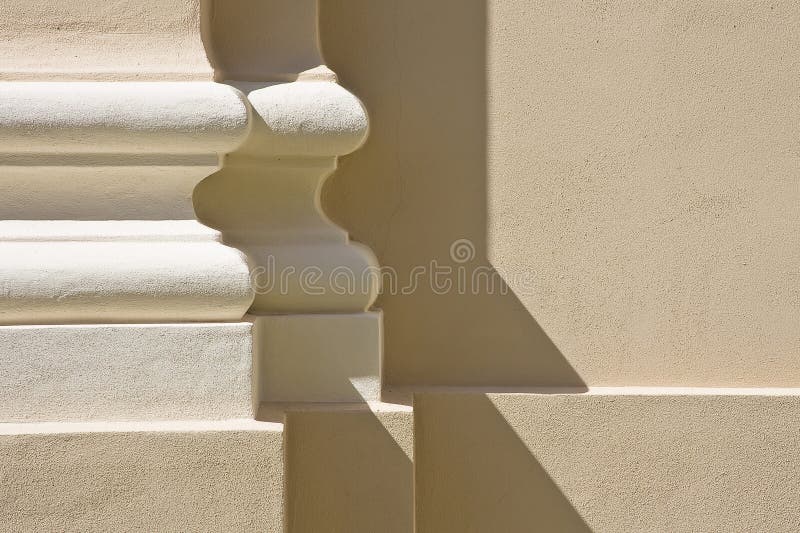Base of Column with Colored Plaster Wall and Frame of a Classic Italian ...