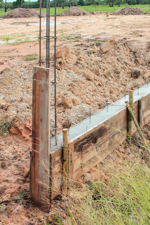 The Base of the Concrete Fence Pouring Cement. Stock Image - Image of ...