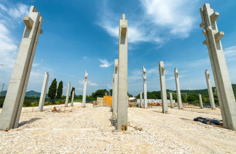 Base of Construction Building in Working Site Stock Photo - Image of ...