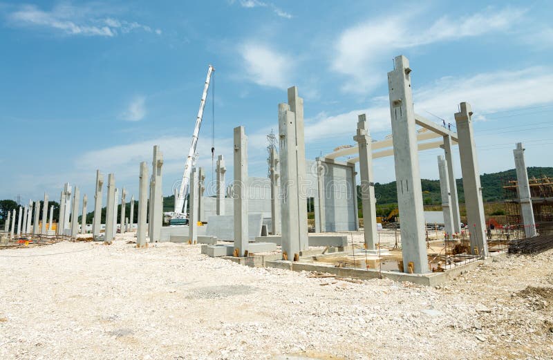 Base of Construction Building in Working Site Stock Image - Image of ...