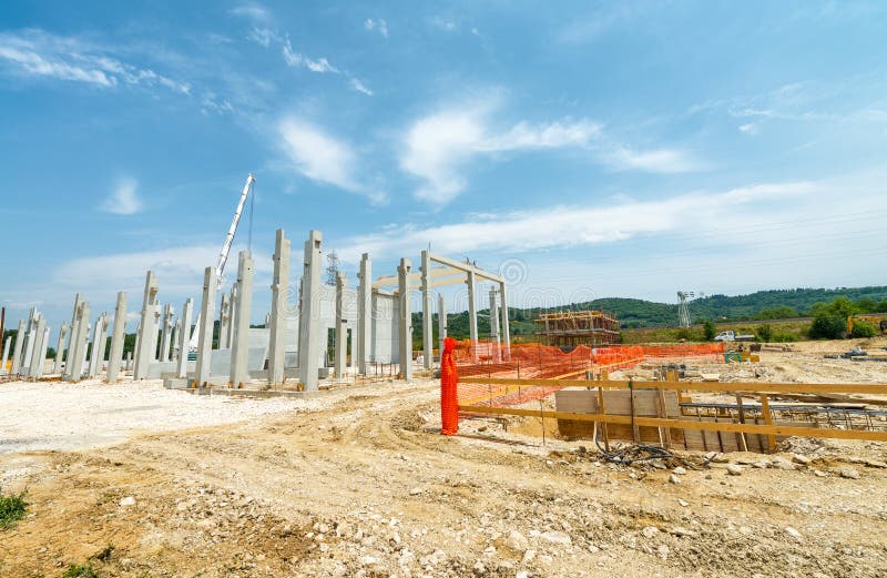Base of Construction Building in Working Site Stock Photo - Image of ...