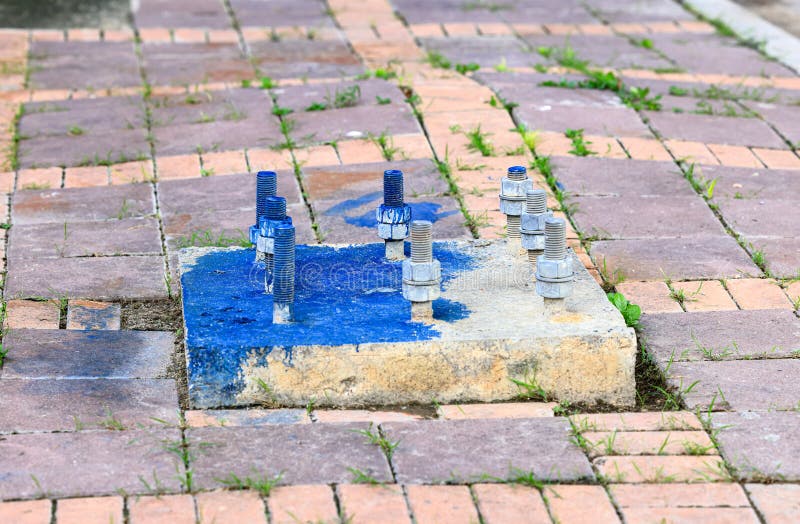 Base Construction of Electric Pole, Platform for Fixing Bolts with ...