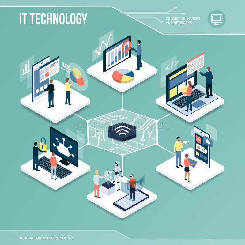 Base De Digitaces: Tecnología Y Redes De Las TIC Ilustración del Vector ...