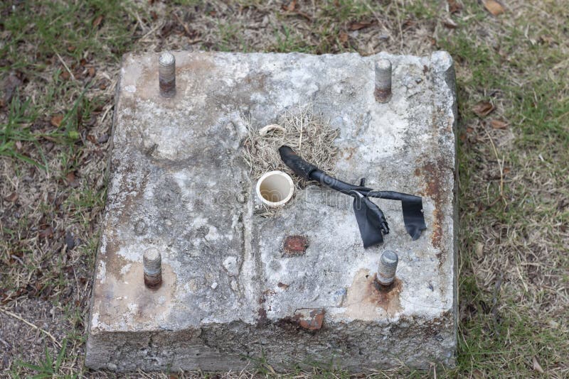 Base for electric pole. stock photo. Image of ground - 157198838