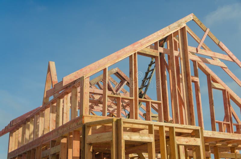 Construction of Wooden Frame House Stock Photo - Image of development ...