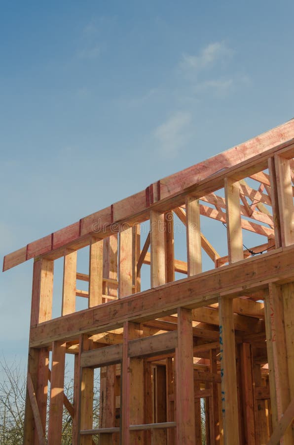 Construction of Wooden Frame House Stock Photo - Image of exterior ...