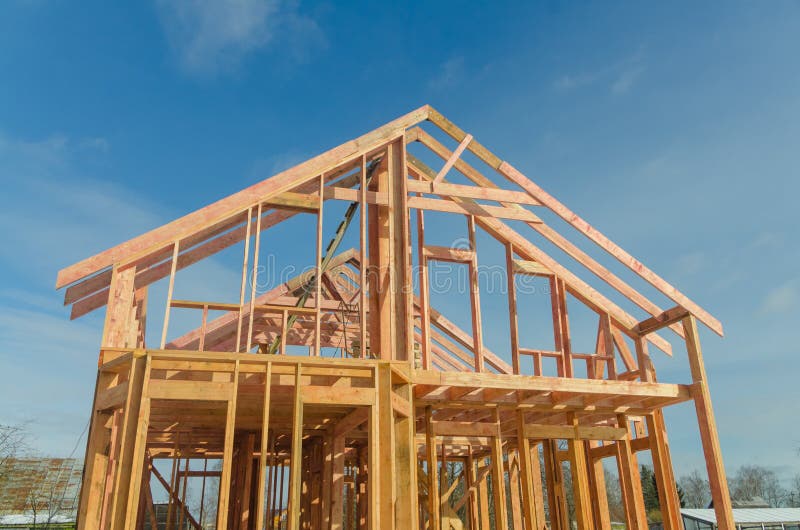 Construction of Wooden Frame House Stock Photo - Image of construction ...