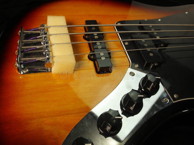 Base Guitar Close Up.. Strings and Tuning Knobs Stock Image - Image of ...