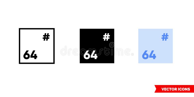 Base 64 Icon of 3 Types Color, Black and White, Outline. Isolated ...