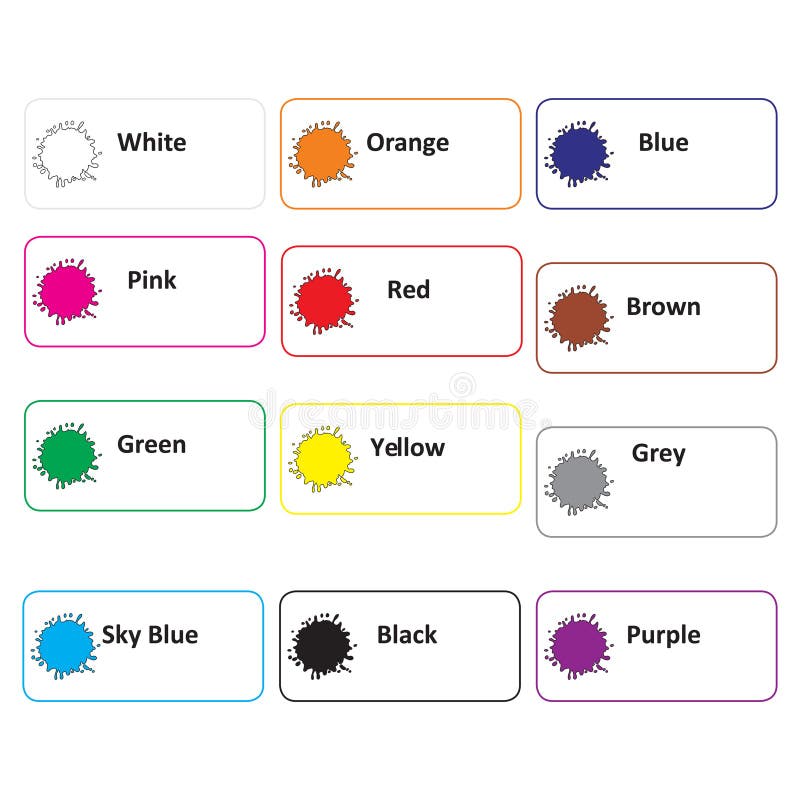Set of Colorful Box with Name of Colors. Stock Vector - Illustration of ...