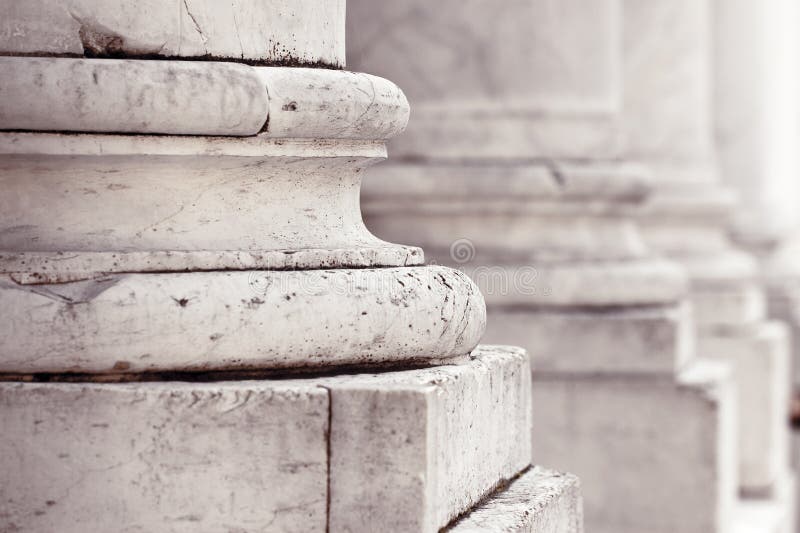 Base of the Marble Columns of a Romanesque Medieval Italian Church ...