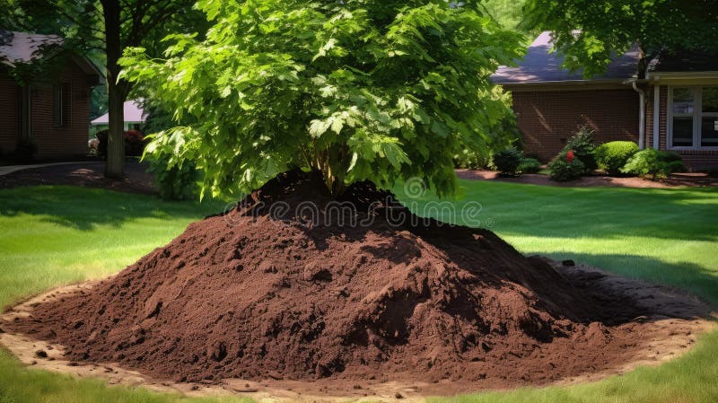 Base mulch around tree stock illustration. Illustration of moisture ...