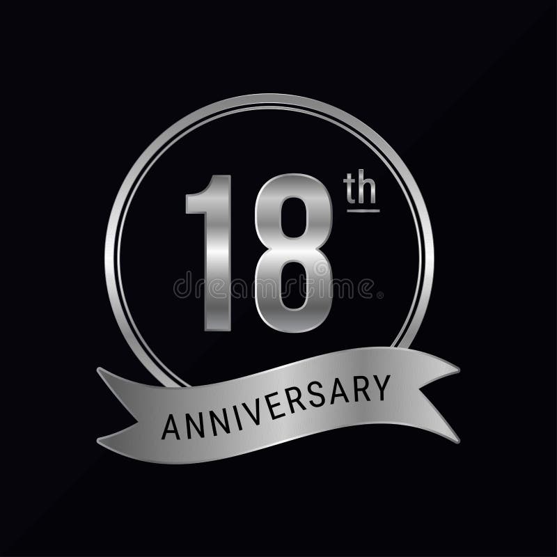 18th Anniversary Logo Silver Color for Celebration Event Wedding ...