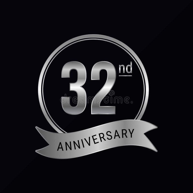 32nd Anniversary Logo Silver Color for Celebration Event Wedding ...
