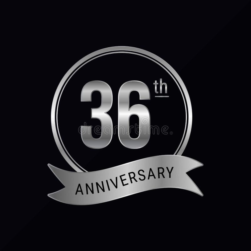36th Anniversary Logo Silver Color for Celebration Event Wedding ...
