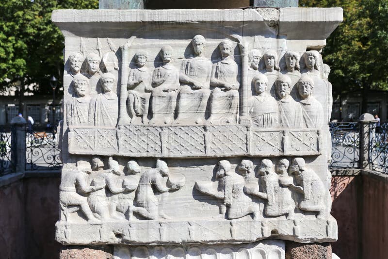 Base of the Obelisk of Theodosius in Istanbul Stock Photo - Image of ...
