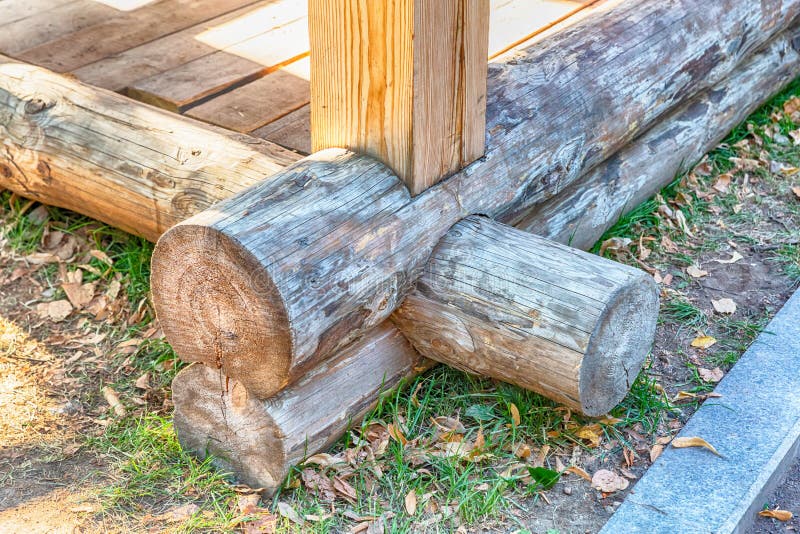 Base Part Log House Angle Closeup Construction Traditional Stock Image ...