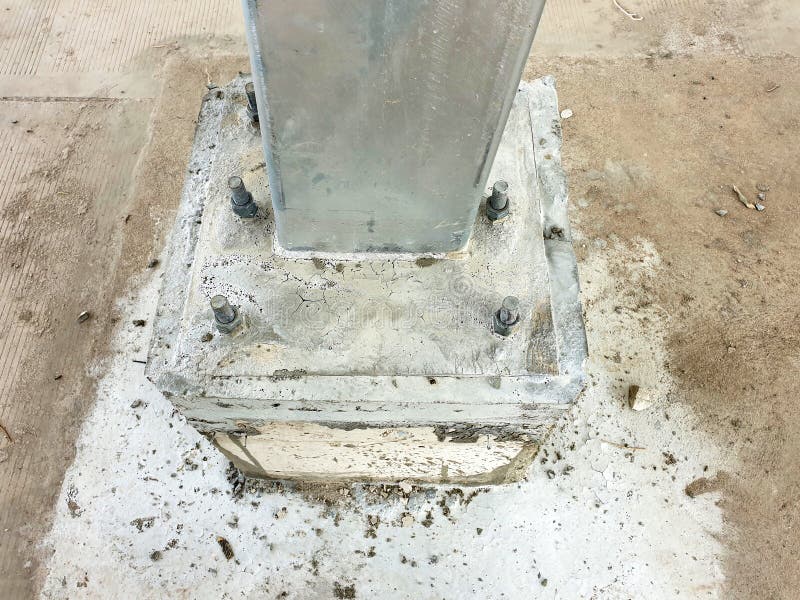 Base Plate Connection before Grouting Stock Photo - Image of concrete ...