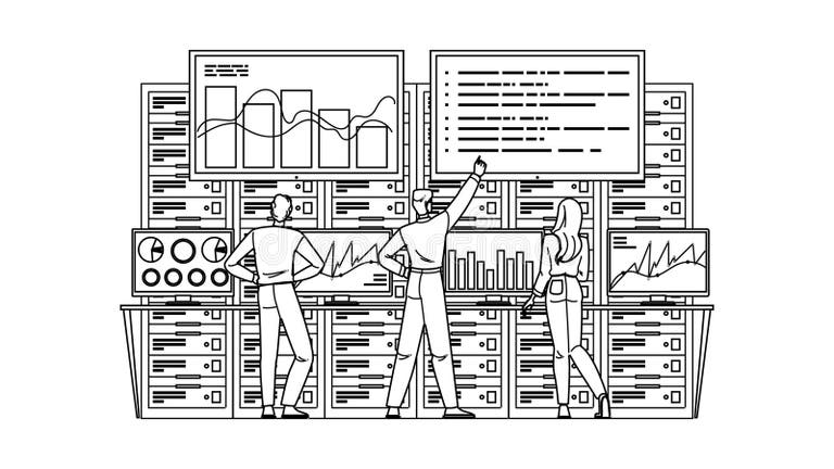 Base Server Data Analyzing Vector Stock Illustration - Illustration of efficiency, processing ...