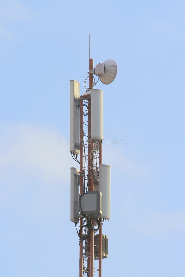 Base Station Mobile Network Antenna on a Steel Structure Mast with a ...