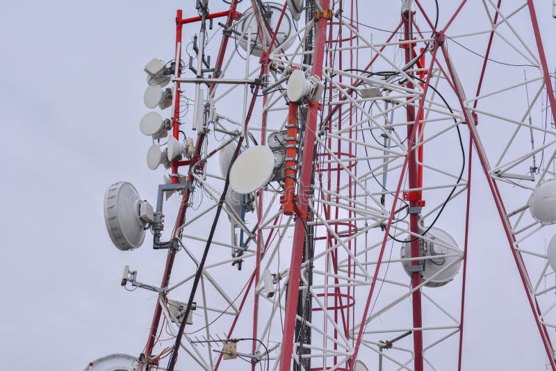 Base Station for Mobile Network with Antennas Stock Photo - Image of ...