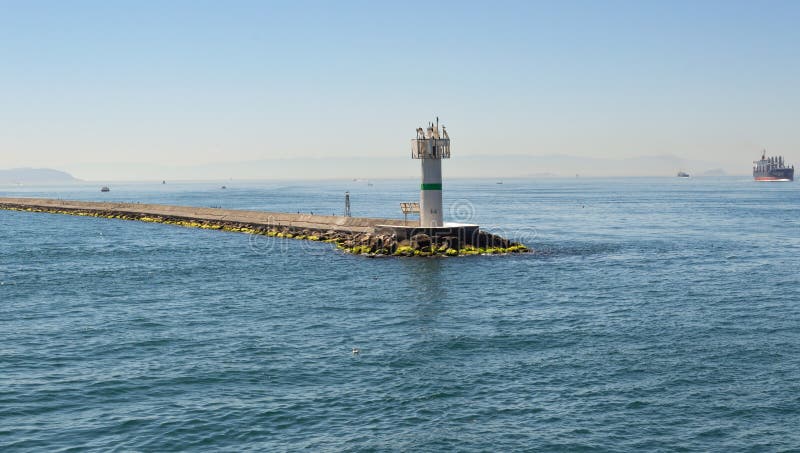 Base Station in the Sea, Bosphorus, Lighthouse Stock Photo - Image of ...