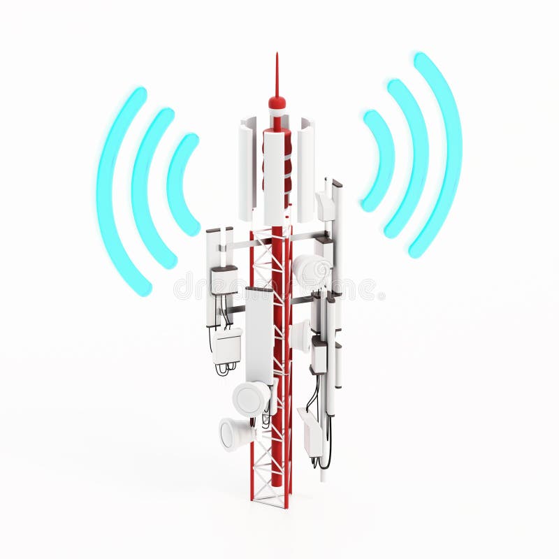 Base Station Tower Isolated on White. 3D Illustration Stock ...