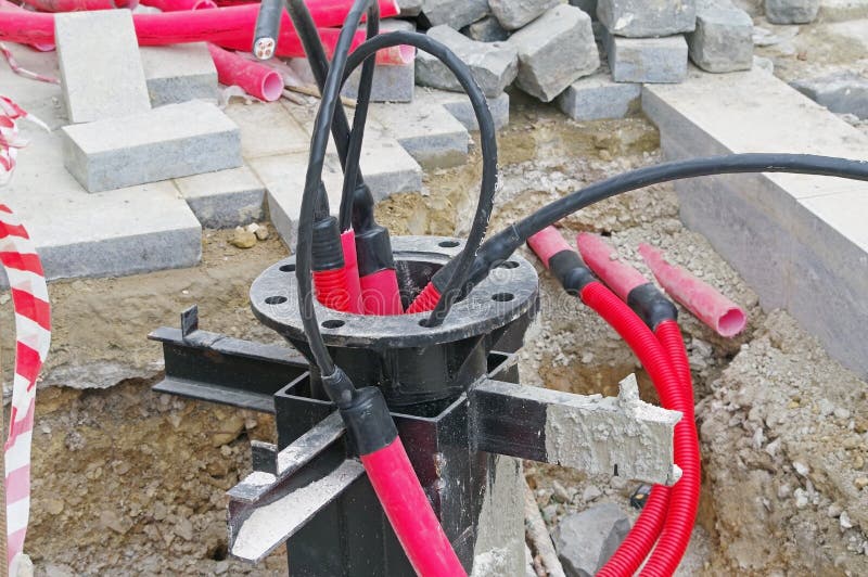 The Base of the Support of the Column of Street Lighting Stock Image ...