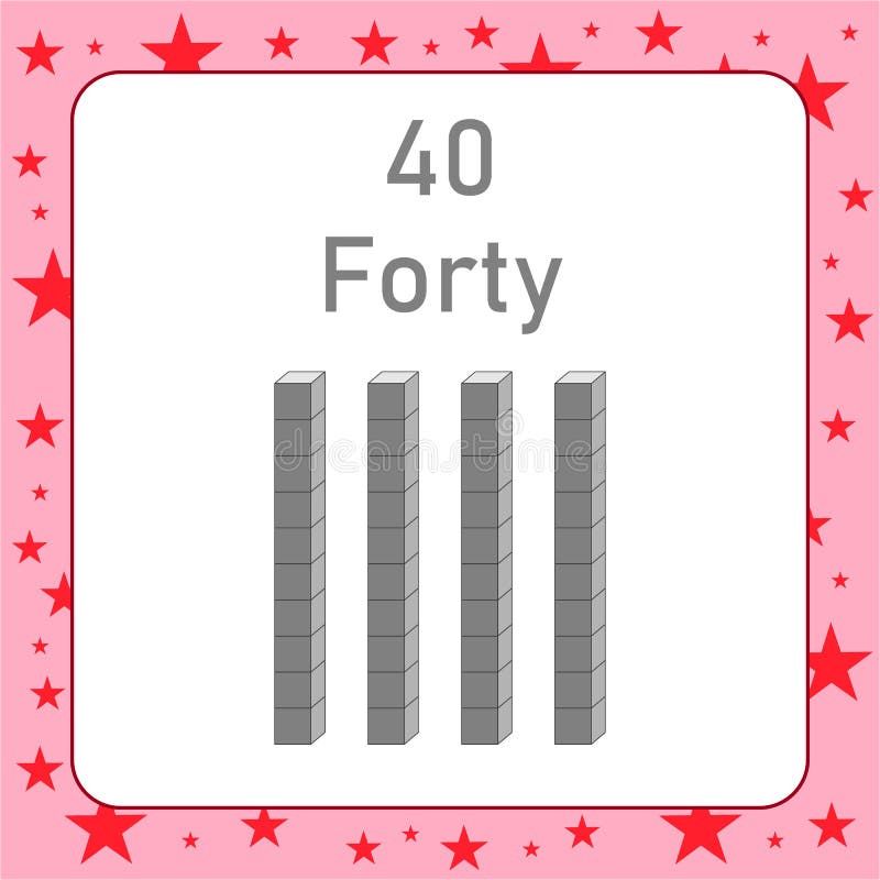 Base Ten Block Model of Forty Number. Stock Vector - Illustration of ...