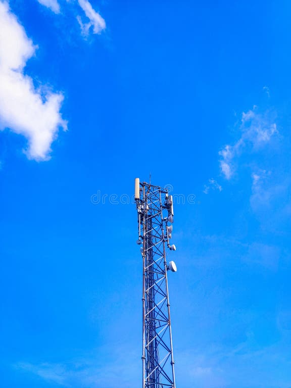 Base Transceiver Station with Blue Sky Stock Image - Image of ...