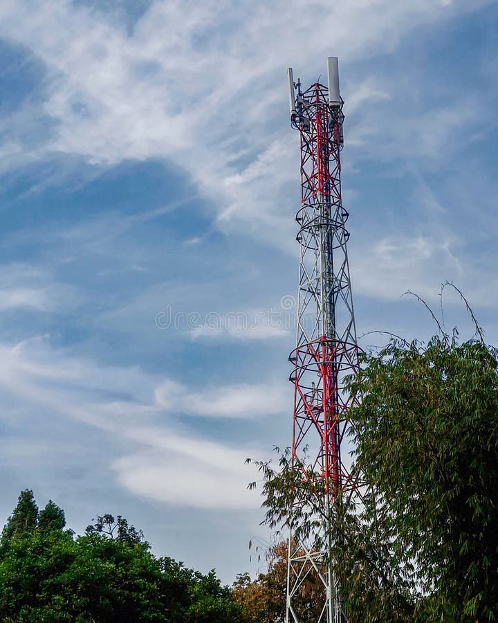 Base Transceiver Station (BTS) Tower Behind the Trees Stock Photo ...