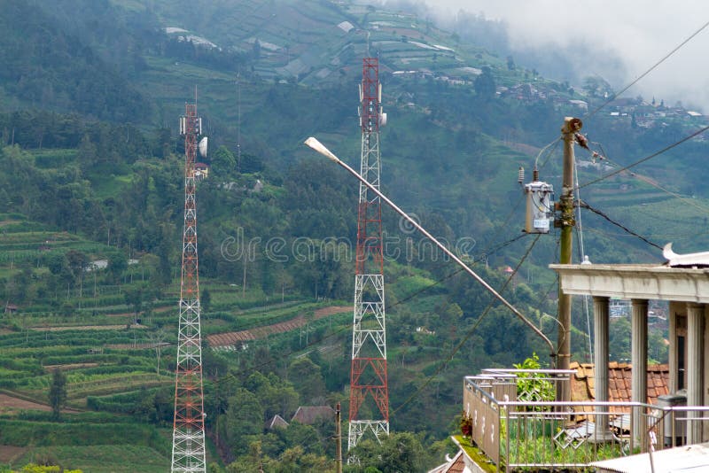 BTS Base Transceiver Station with Antenna Isolated on Blue Sky ...