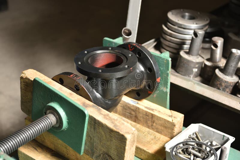 Base for Valve Installed for Assembly in Factory, Stock Photo - Image ...