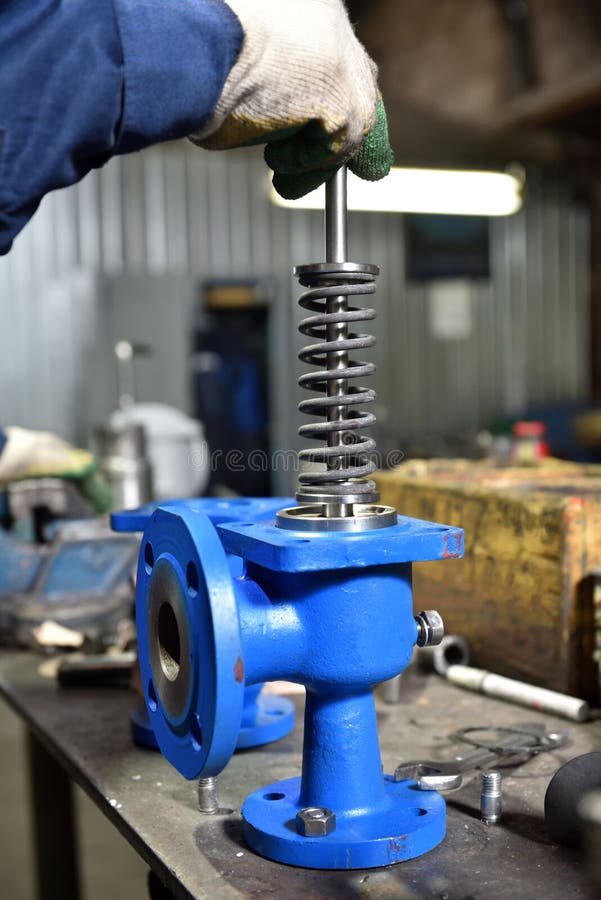 The Base for the Valve is Mounted on an Iron Table for Assembly at the ...