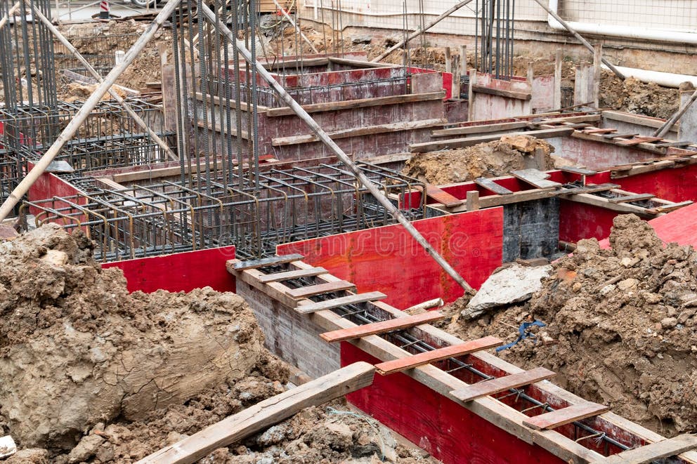 Base Works of Construstion Site of a New House Stock Image - Image of ...