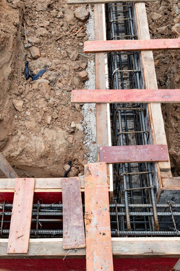 Base Works of a Construstion Site of a New House Vertical Composition ...