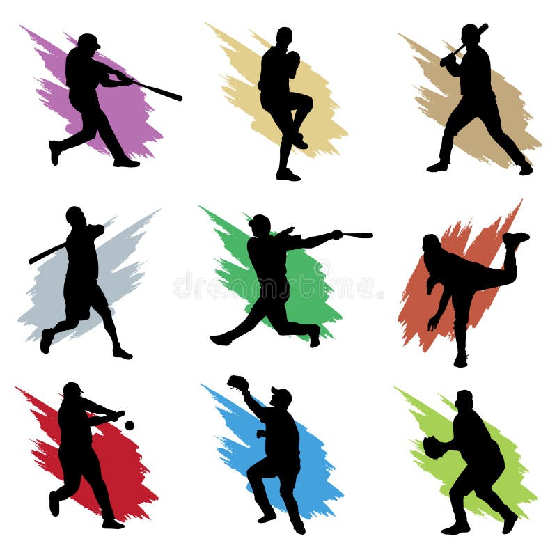 Baseball team silhouettes. stock vector. Illustration of uniform - 6898397