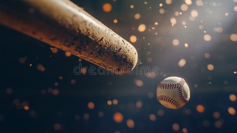 A Baseball is in the Air and a Bat is in the Ground Stock Illustration ...