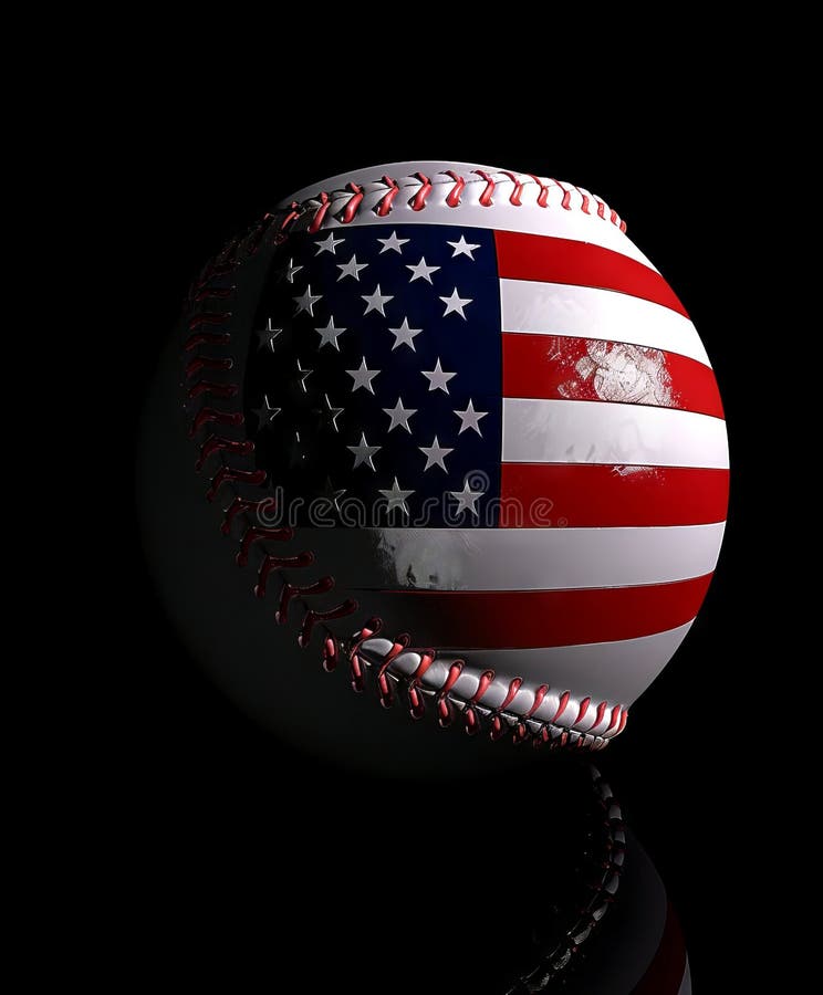 A Baseball with the American Flag on it Stock Image - Image of softball ...